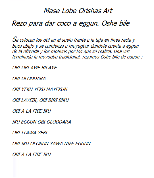 Oraculo de Ifa: Oraculo de Obi ( una version )