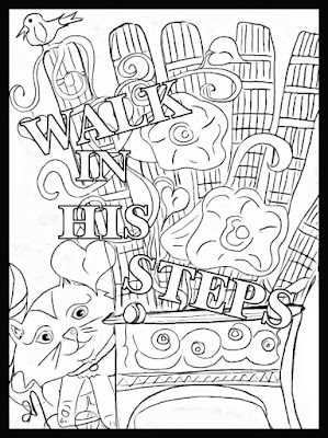 Children's Gems In My Treasure Box: Walk In His Steps - Coloring Page