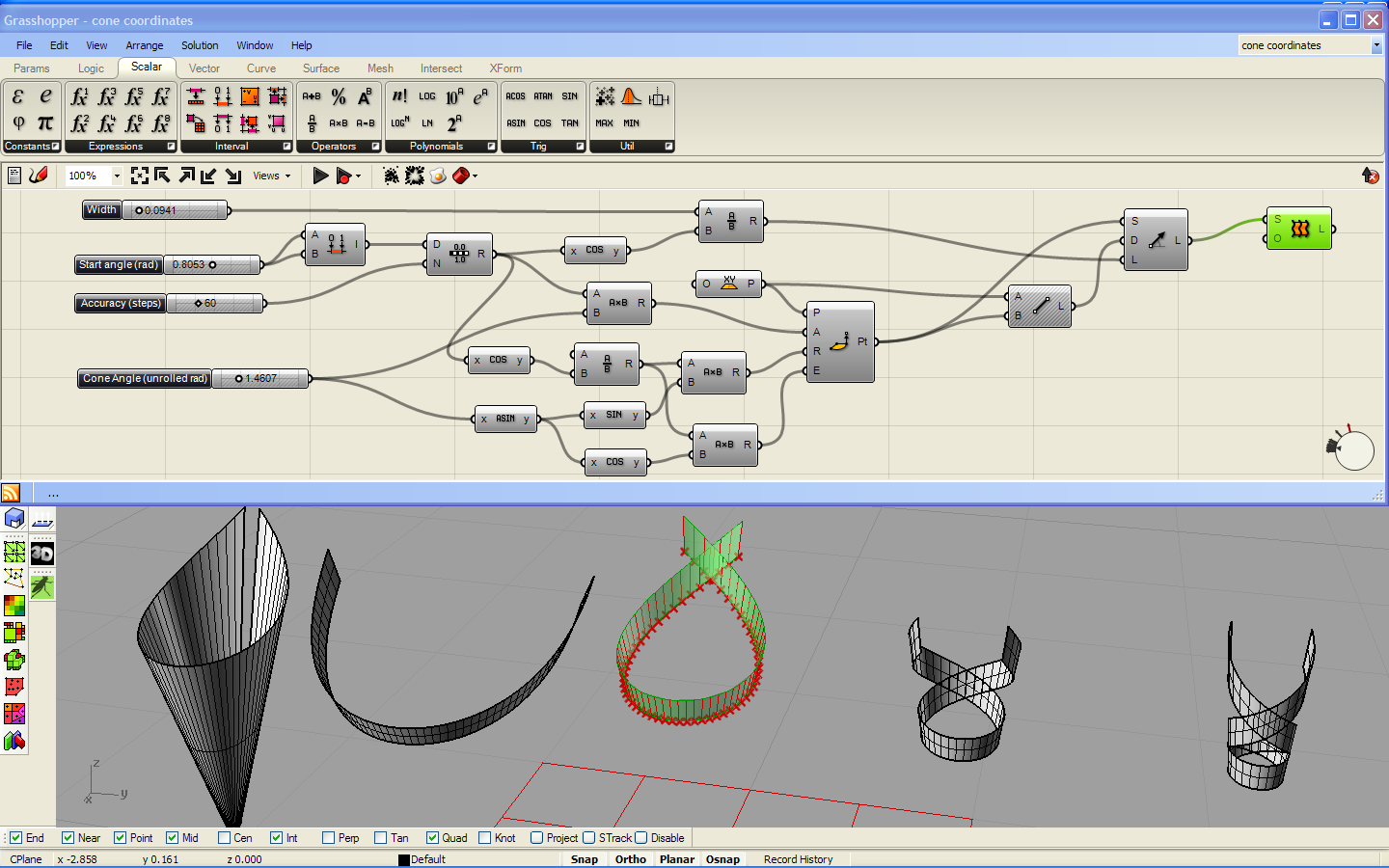 The Geometry of Bending: Single curved Cone Strip