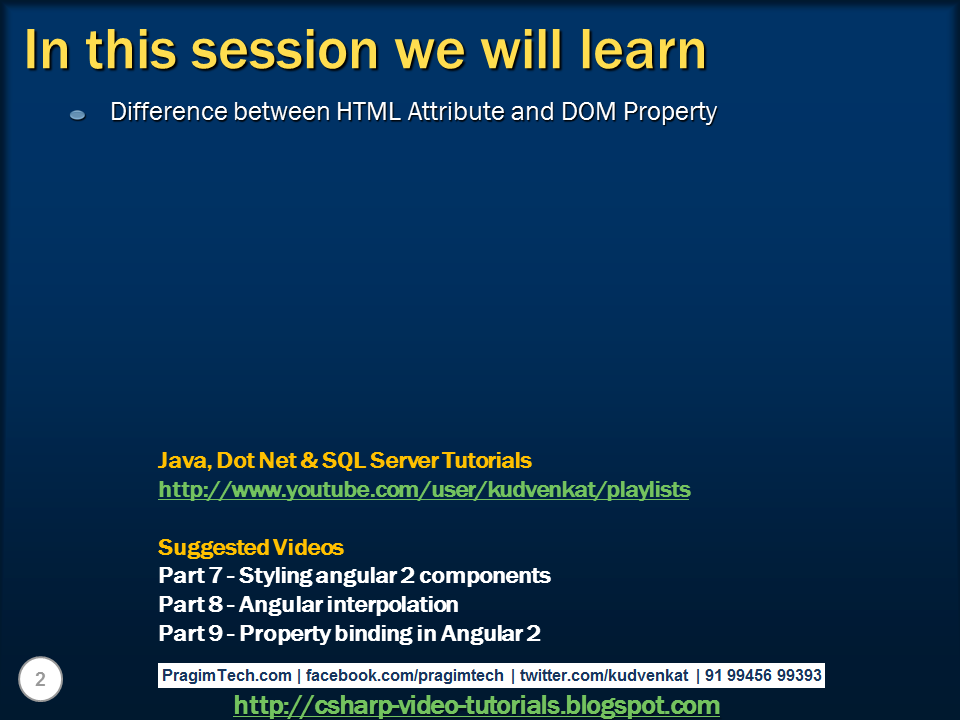 Sql server, .net and c# video tutorial: html attribute vs dom property