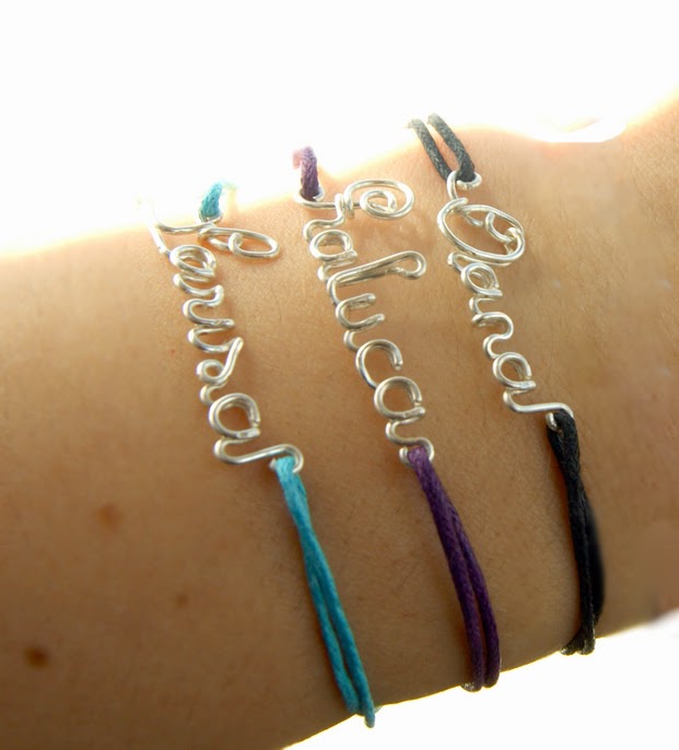 Bana Designs : Wire Name Bracelet, with Adjustable Thin Cotton Cord ...