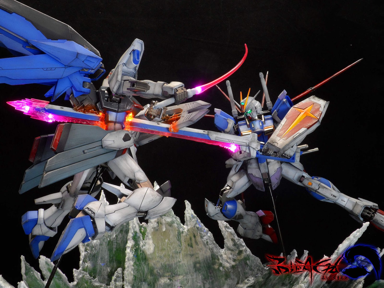 Custom Build: MG 1/100 Freedom Gundam VS MG 1/100 Force Impulse Gundam ...