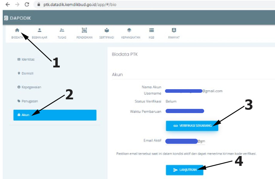 Panduan/Cara Verifikasi Akun PTK di Laman ptk.datadik.kemdikbud.go.id ...