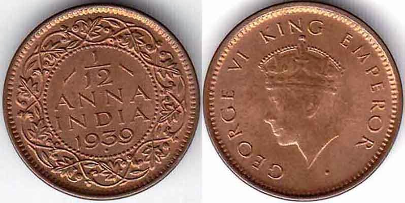 Coins of British India, 1835-1947: 1/12 ANNA (ONE PIE)