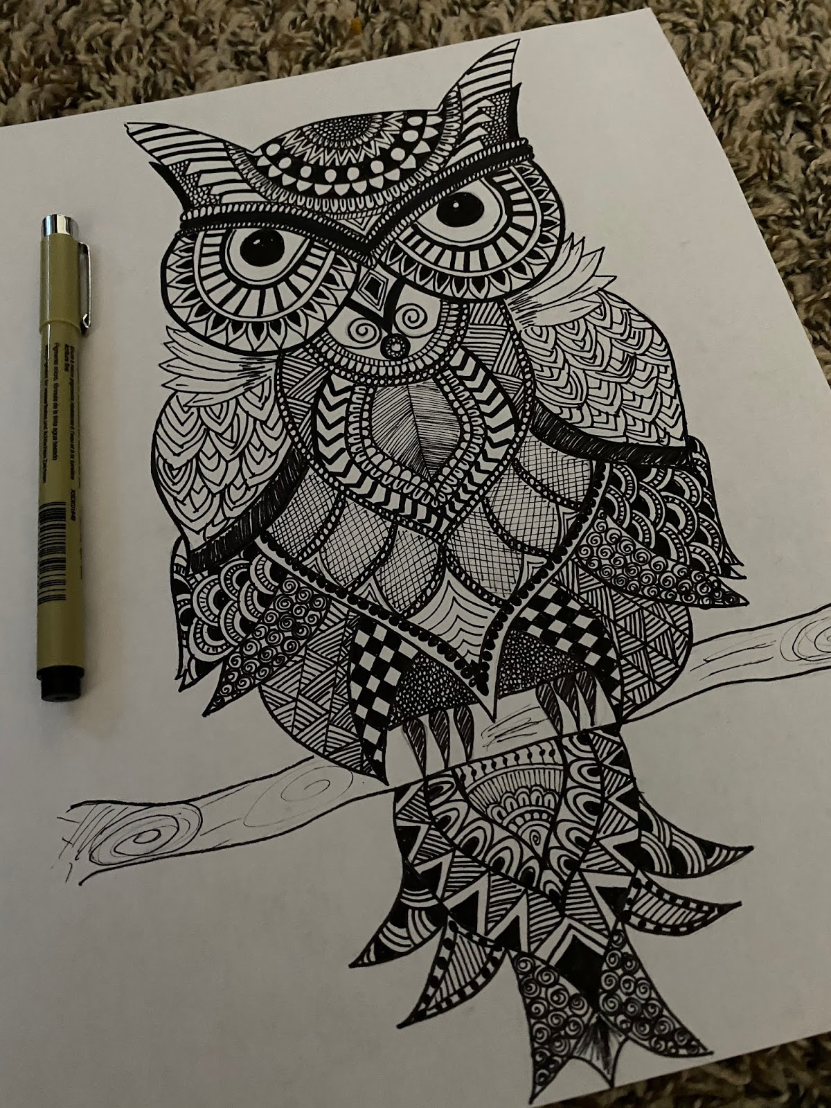Zentangle and Mandala: Owl Zentangle