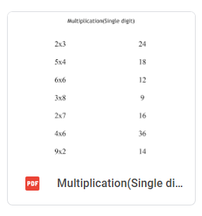 Multiplication(Single digit)