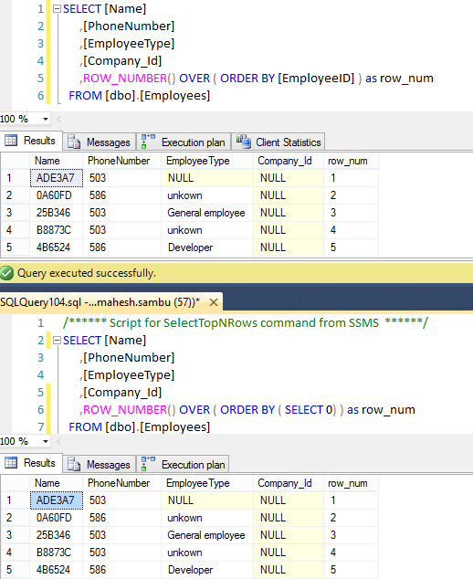 How To Do Row Numbering Without Using Any Column In The Order By Column ~ Learn Sql Concepts