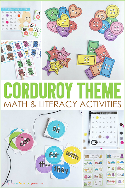 Corduroy Math and Literacy Activities for Preschool | Lets Play.Learn.Grow