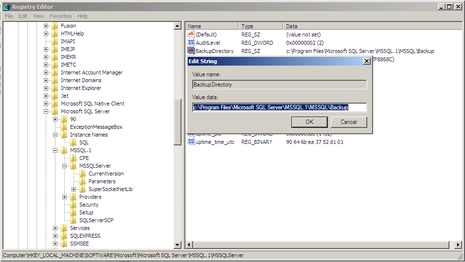 Merubah Default Path Database File Dan Backup Database Path