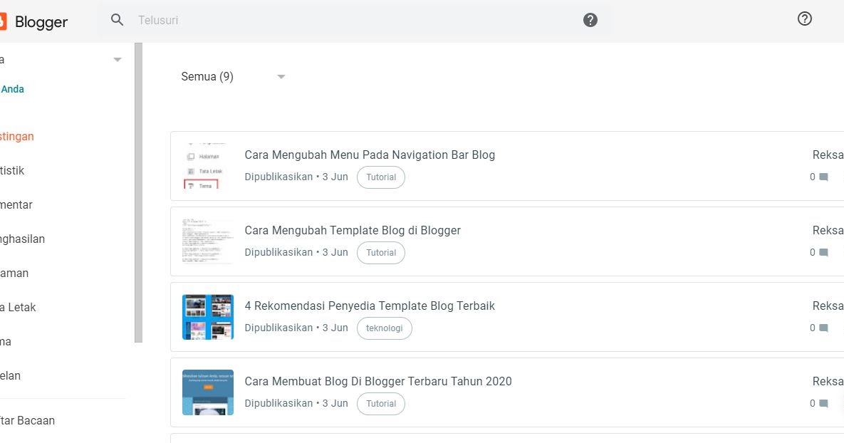Mengenal Dashboard Pada Blogger