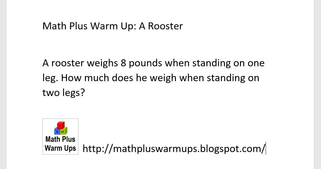 Math Plus Warm Up: A Rooster