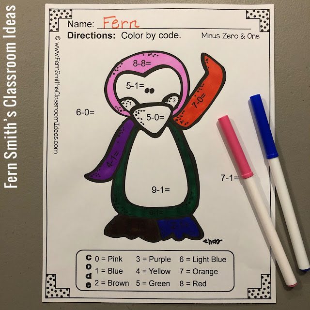 Winter Fun! Funky Penguins Color Your Answers Printables For Addition ...