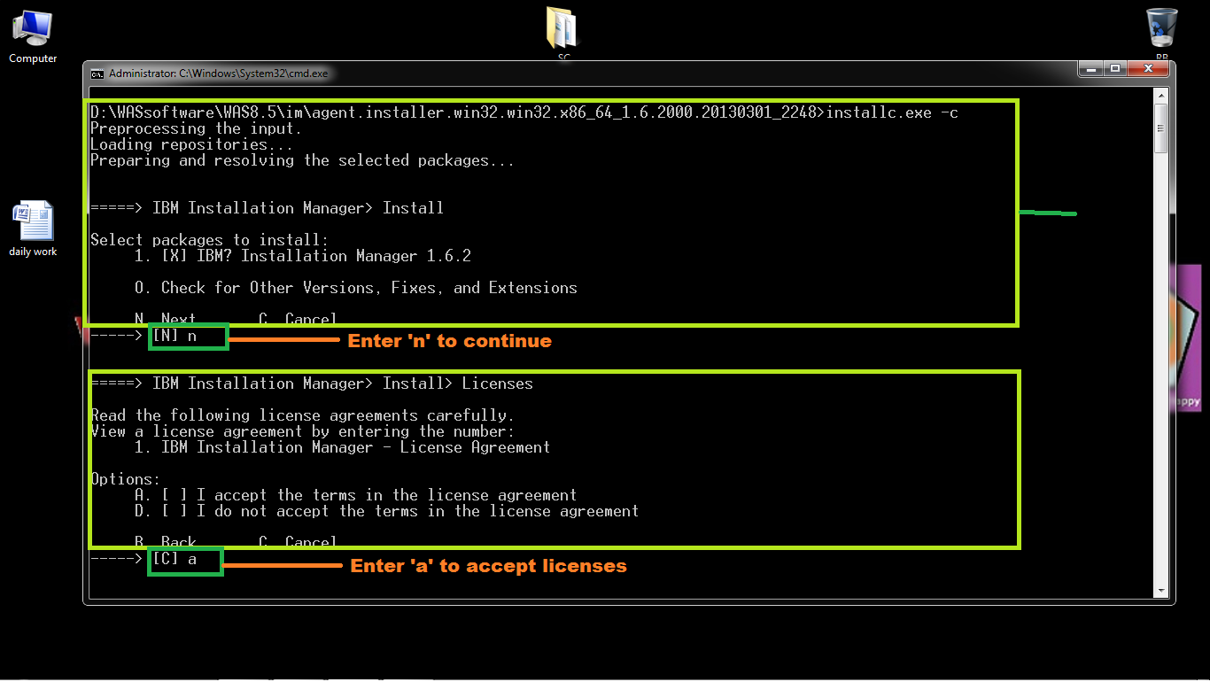 Ibm Websphere Application Server Installing Installation Manager Im V 16 By Using Console 0683
