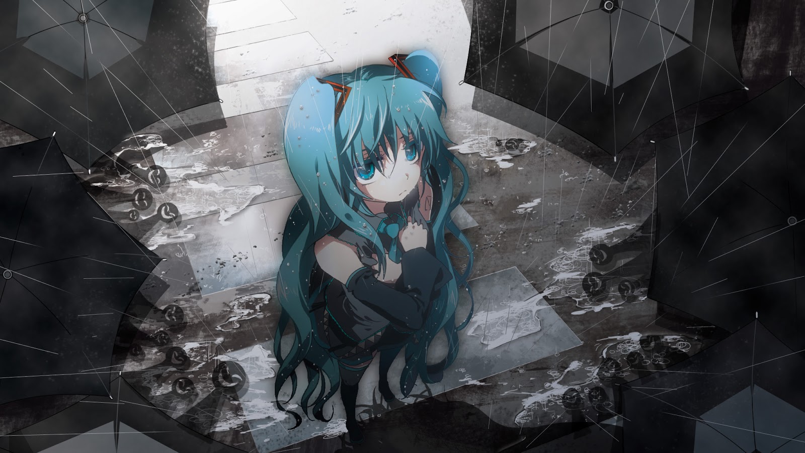 Vocaloid Wallpapers: Hatsune Miku Heavy Rain