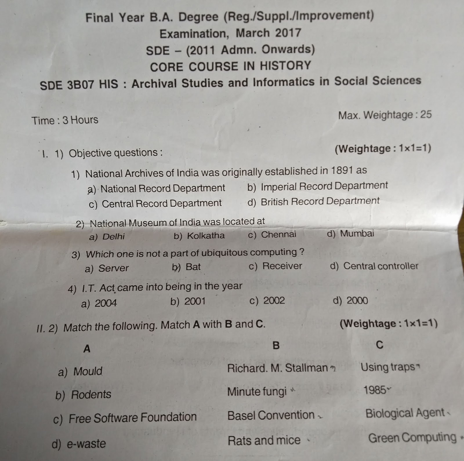 Little Master For You: Kannur University - Final Year BA HISTORY ...