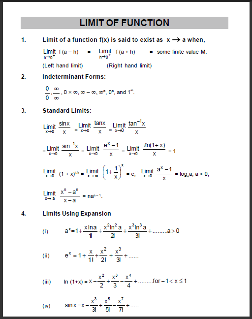 Best Mathematics formula Pdf Notes For JEE Main,JEE Advanced,NEET,Class ...