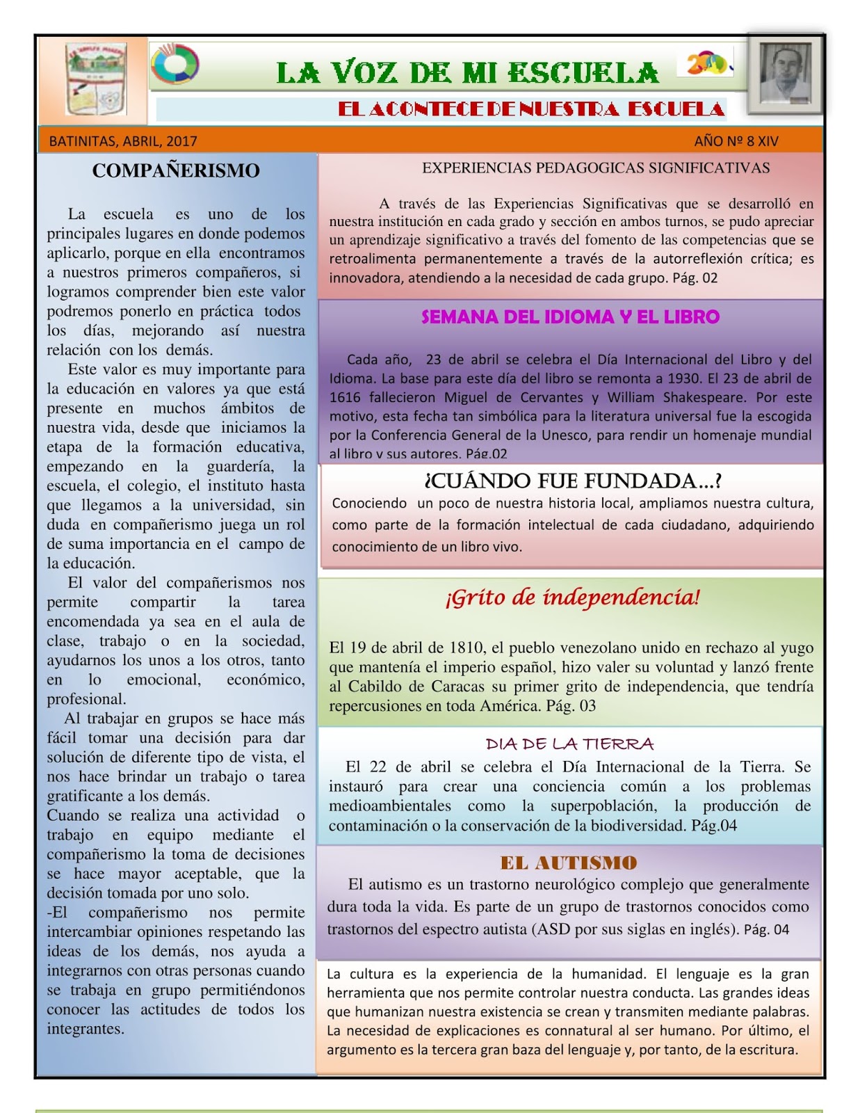 PERIODICO ESCOLAR "LA VOZ DE MI ESCUELA".