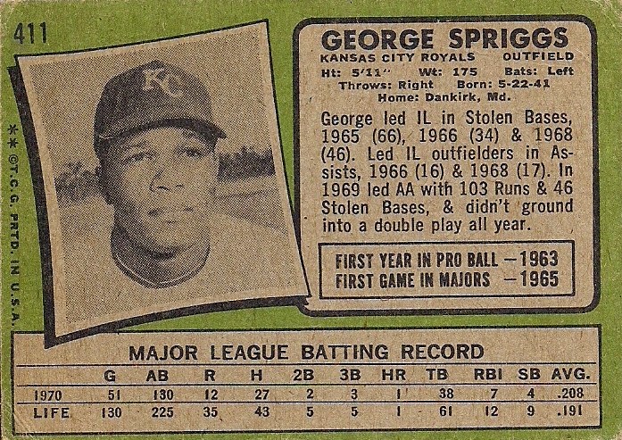 Topps 1971: no. 411 - george spriggs
