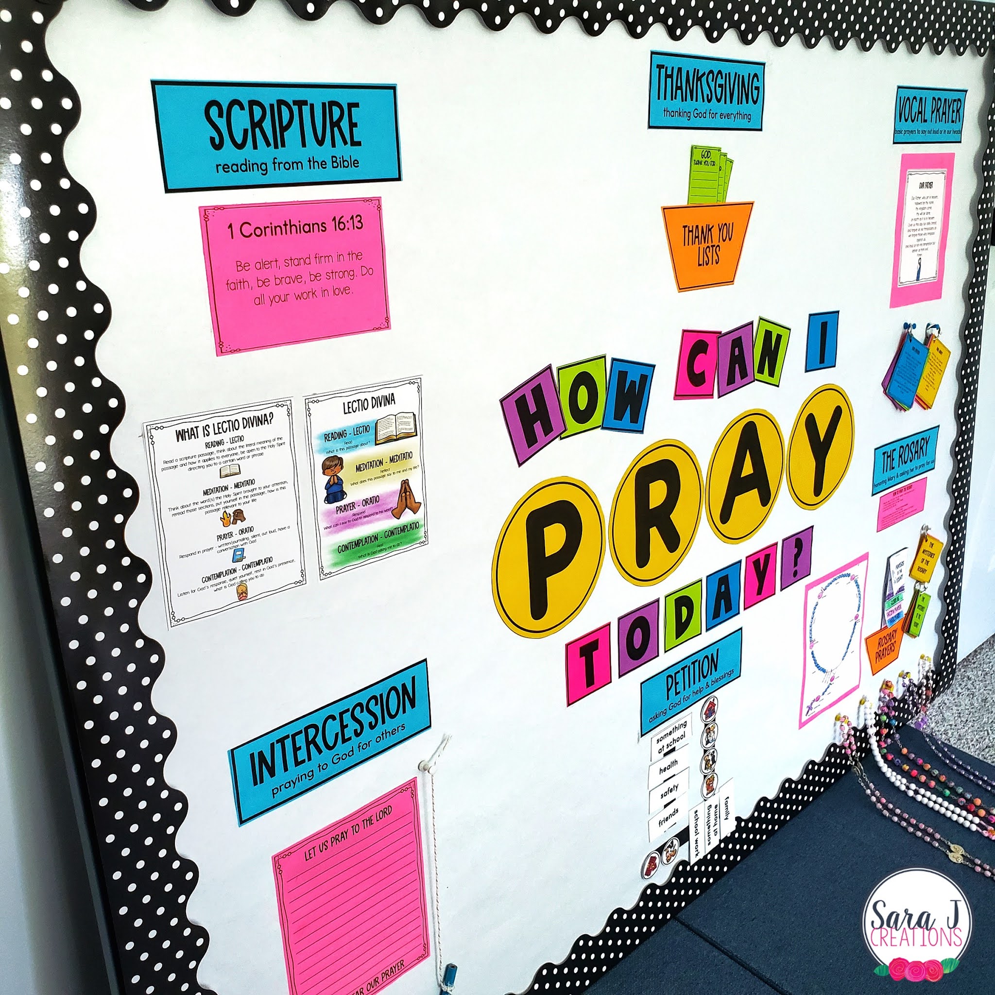 Catholic Bulletin Board All About Teaching Prayer | Sara J Creations