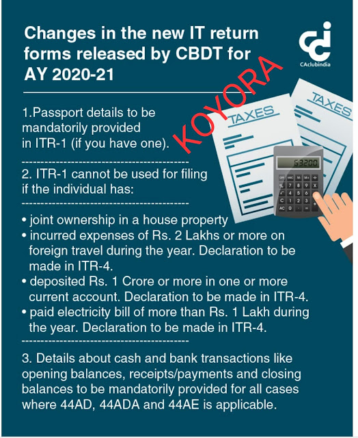 Changes in the new IT return forms for AY 2020-21 - Leading website for ...