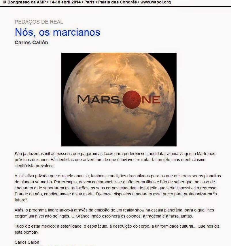 O blogue do Carlos Callón: Nós, os marcianos