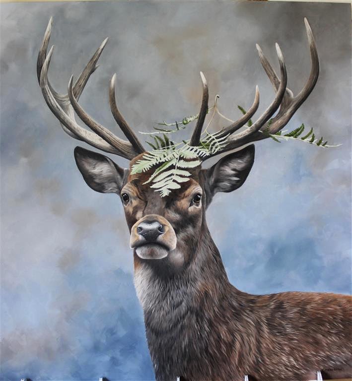 Clive Meredith Wildlife Art: The Contender - Red Deer stag 36" x 34 ...