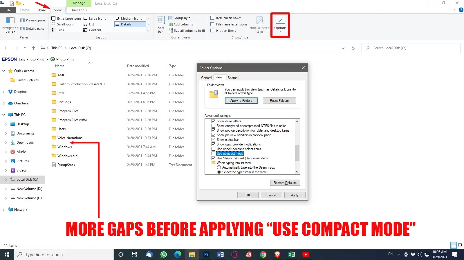 Reduce Space Between Folders And Files In File Explorer In Windows 10 Reduce Space Between Folders And Files In File Explorer In Windows 10