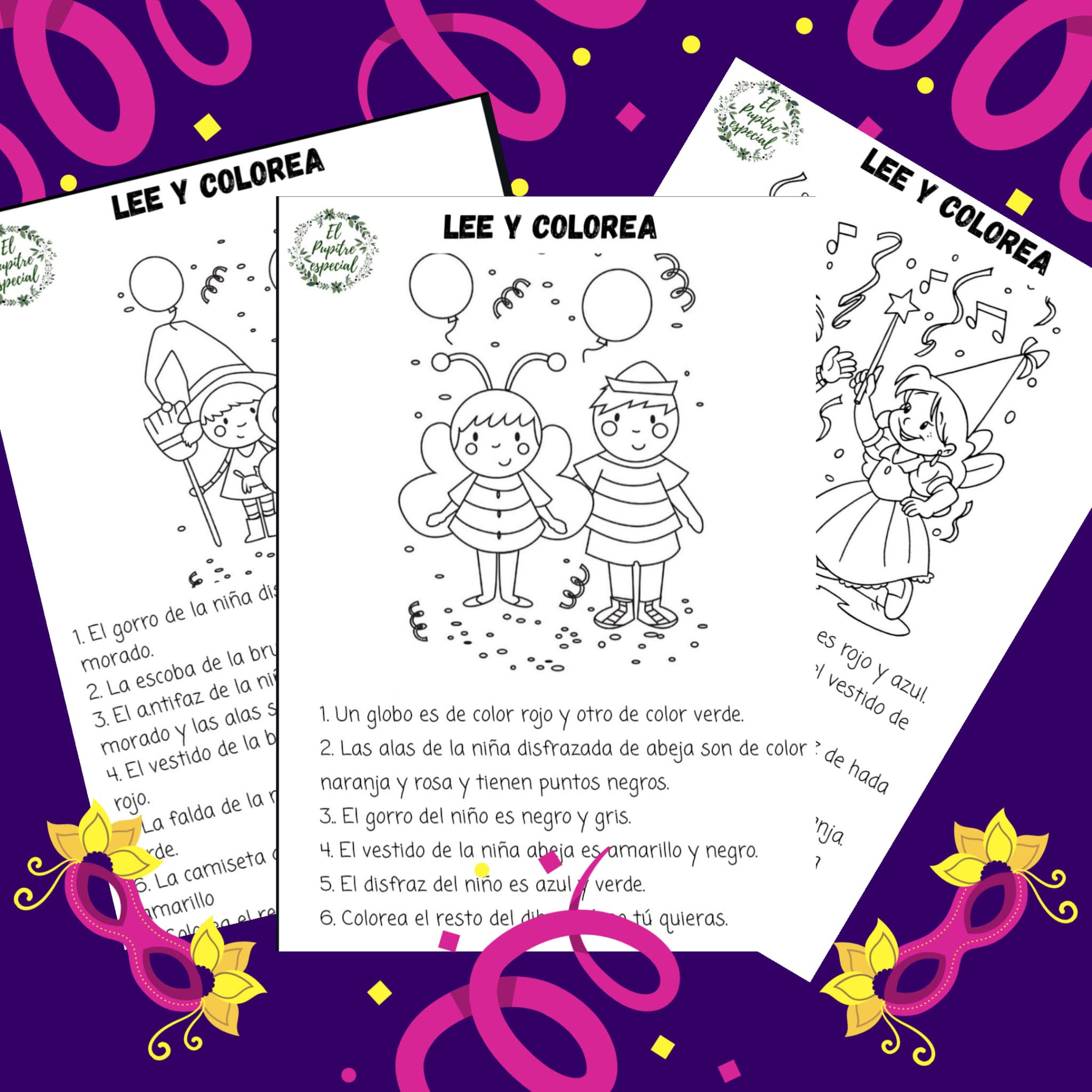 EL PUPITRE ESPECIAL: LEE Y COLOREA CARNAVALERO