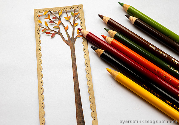 Layers of ink: Autumn Tree Colored Pencil on Kraft