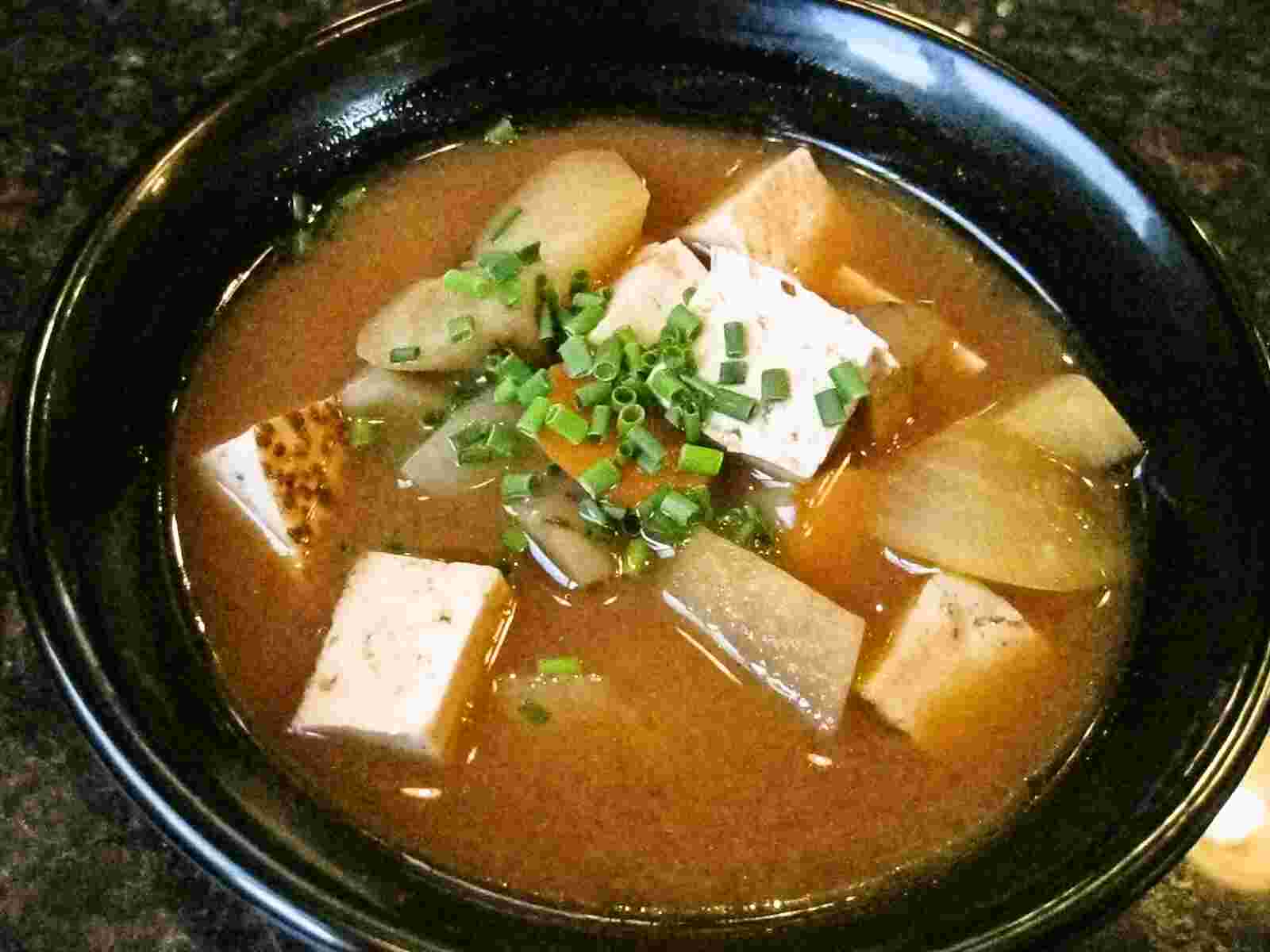 Recipes for Tom: Konsai to tofu no akadashi / red miso soup with root ...
