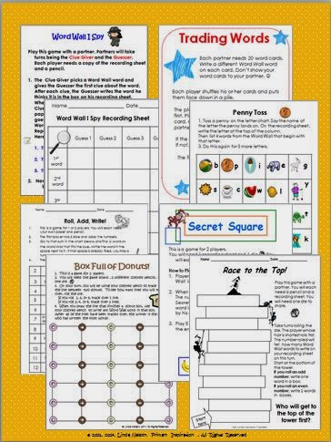 Primary Inspiration: Word Wall Partner Games - Freebie!