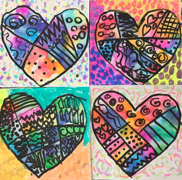 Cassie Stephens: In the Art Room: Romero Britto-Inspired Hearts in ...