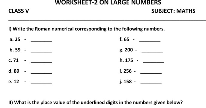 Class-5 Maths- Worksheet- 23 May
