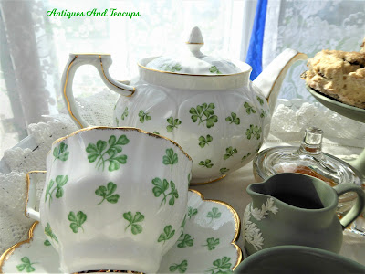 Antiques And Teacups: Irish Shamrock Tea Tray For St. Patrick's Day