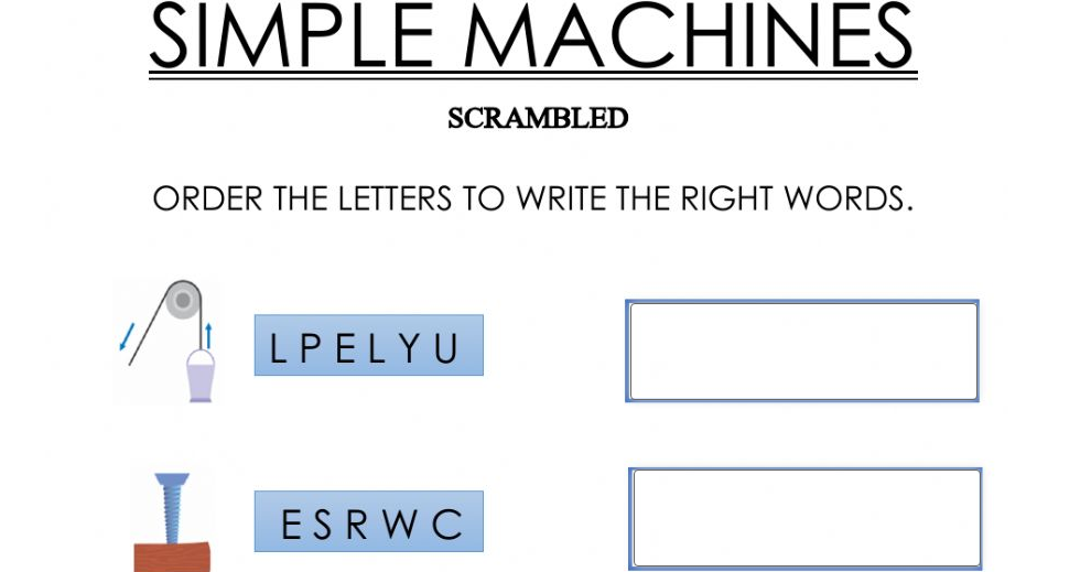 Proyecto Bilingüe Nuestra Señora de Belén: Simple Machines Scrambled ...