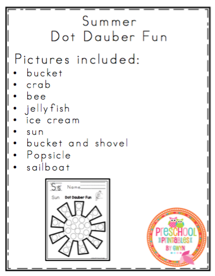 Summer Dot Dauber Fun ~ Preschool Printables