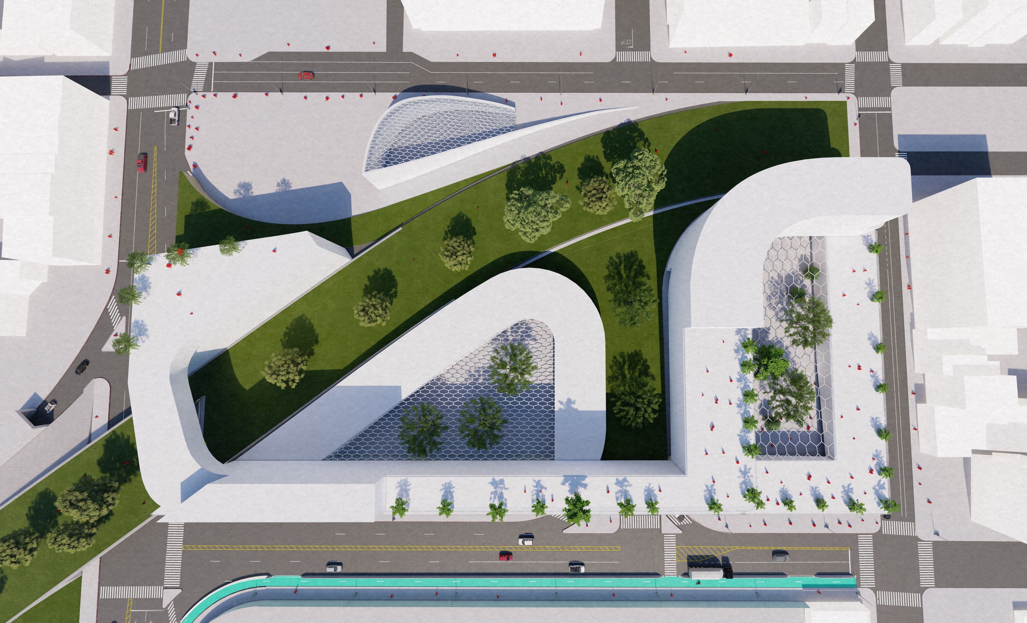 Site Plan Rendered Massing View