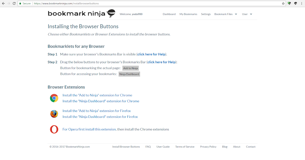 Bookmark Ninja: Browser Extension Buttons for Ninja