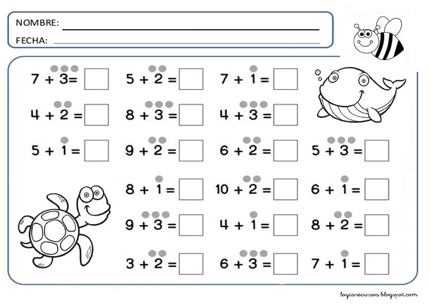 RECURSOS DE EDUCACIÓN INFANTIL: FICHAS DE SUMAS