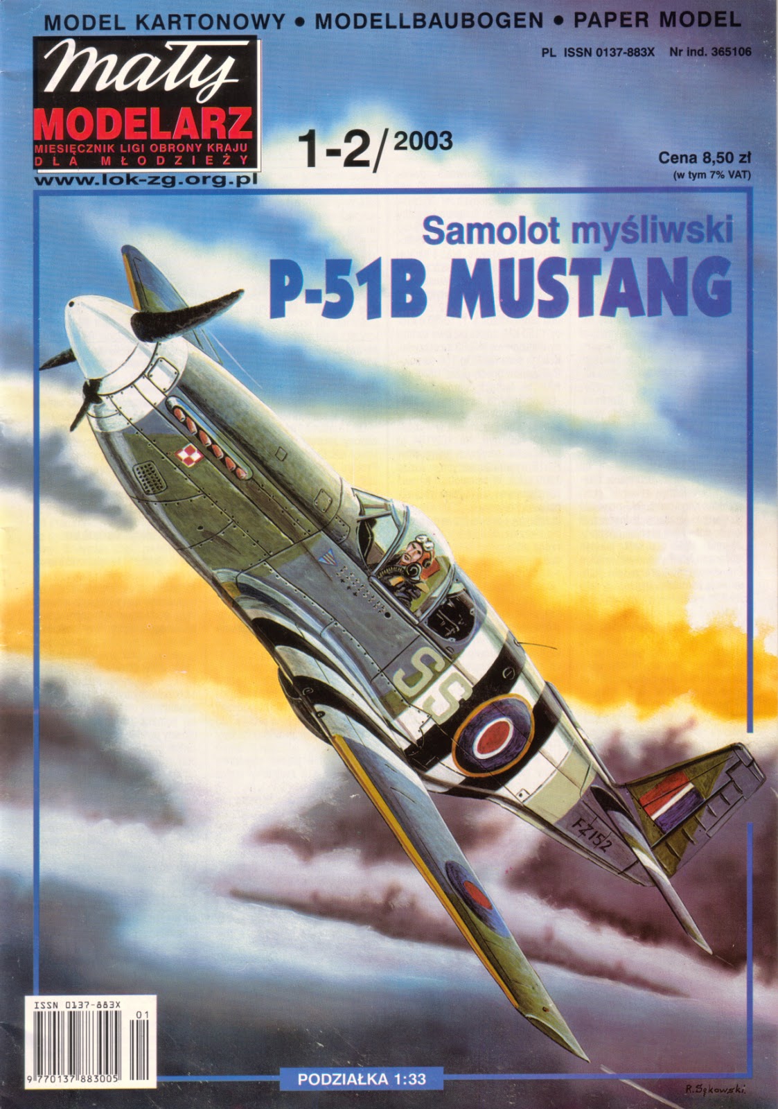 Military Papercraft Model: P 51B Mustang