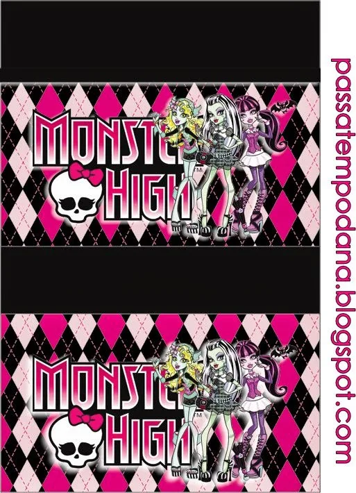 Monster High in Pink Free Printable Candy Bar Labels and Inviations ...