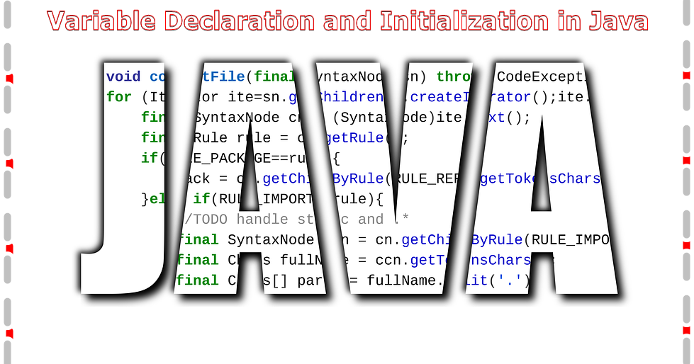 Variable Declaration And Initialization In Java