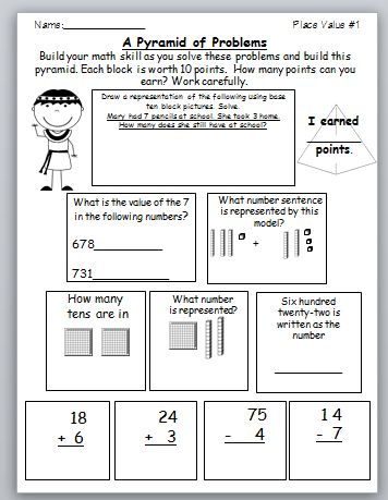 Live and Learn: Place Value Check Ups: A Pyramid of Problems
