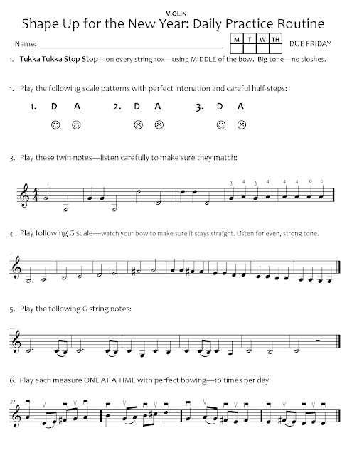 Orchestra Classroom: Beginning String Orchestra New Years Practice Routine