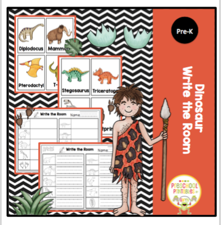 Dinosaur Write the Room ~ Preschool Printables