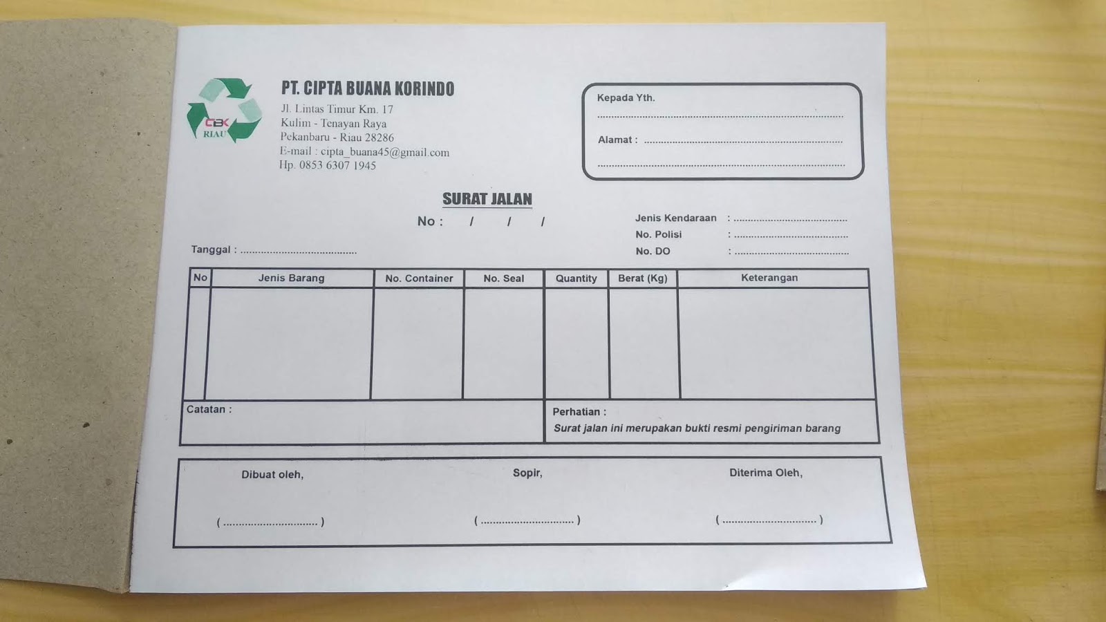 Cetak Faktur Nota Invoice serta surat Jalan di Pekanbaru ~ Print Corner