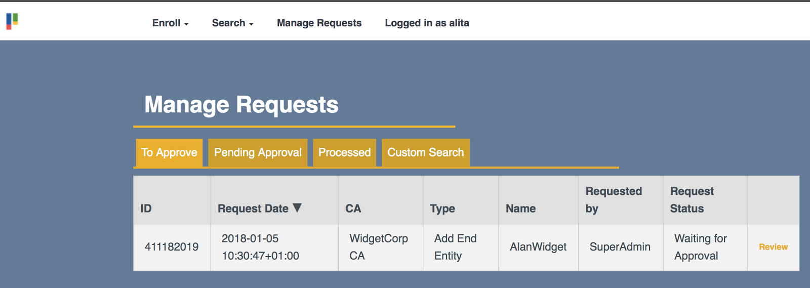 EJBCA - Open Source Enterprise PKI: Feature Highlight: Approval Profiles