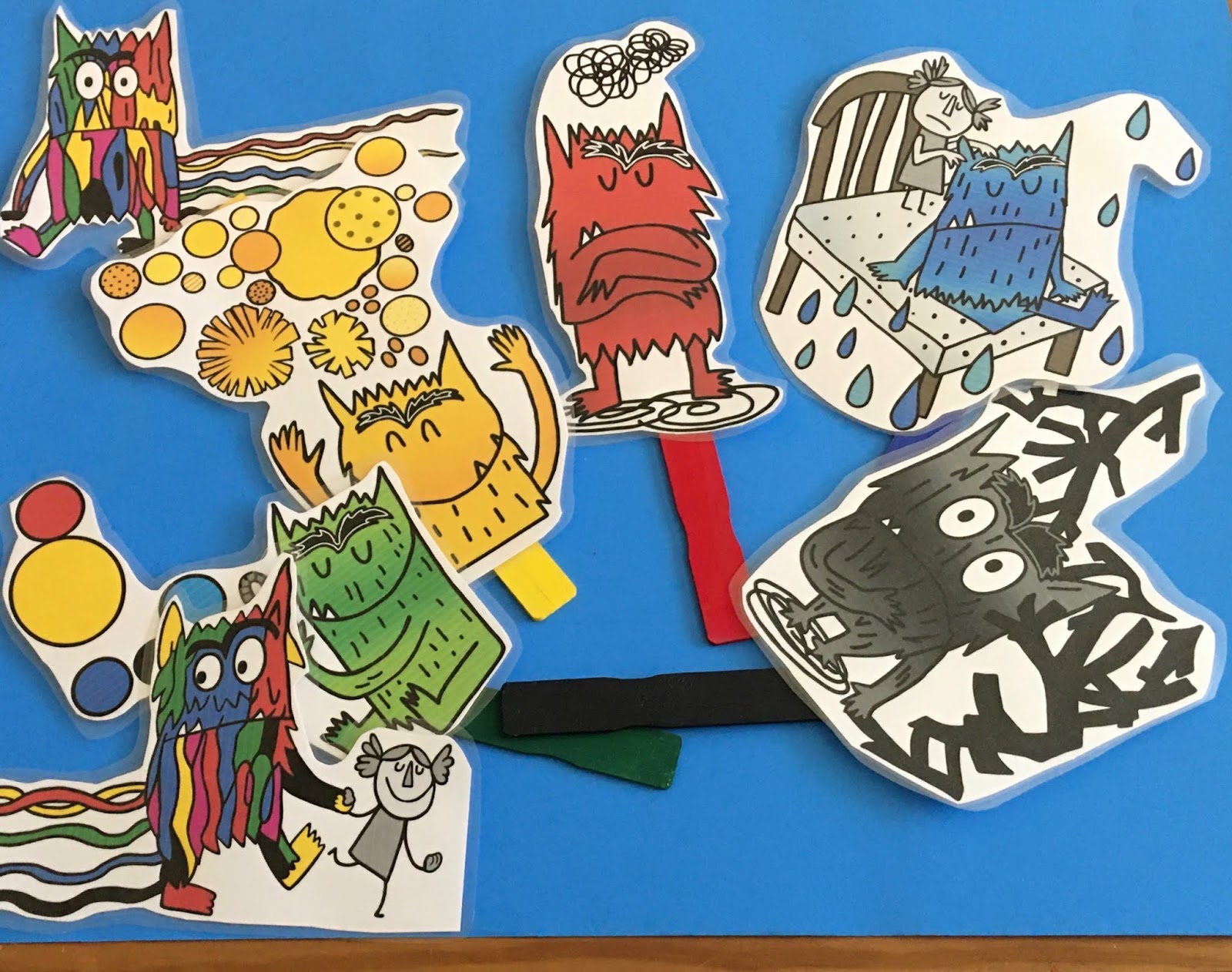 THE COLOR MONSTER 9 TEACHER PUPPET STICKS ~ Book Units by Lynn