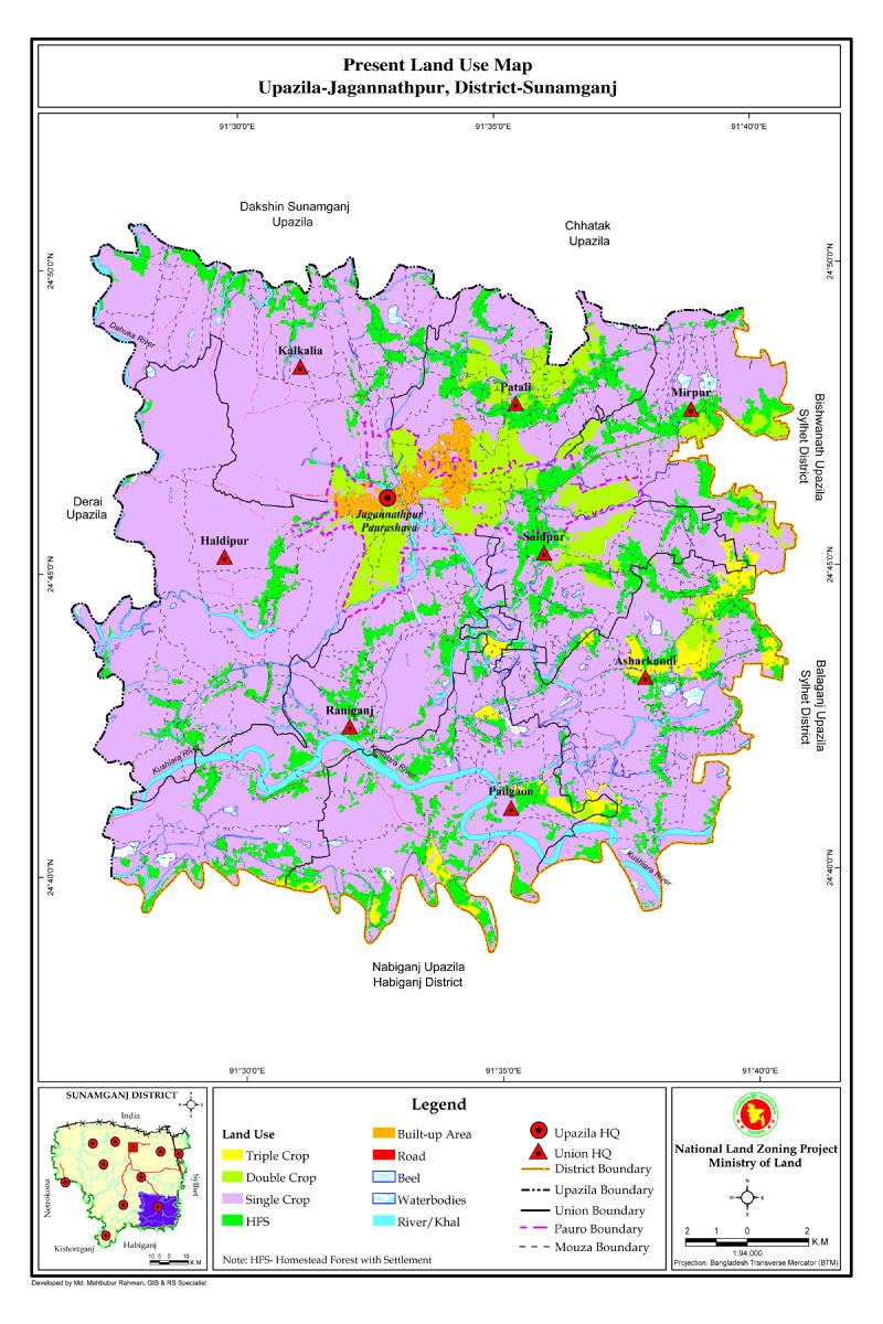 Mouza & Land Use Maps of Jagannathpur Upazila, Sunamganj, Bangladesh ...