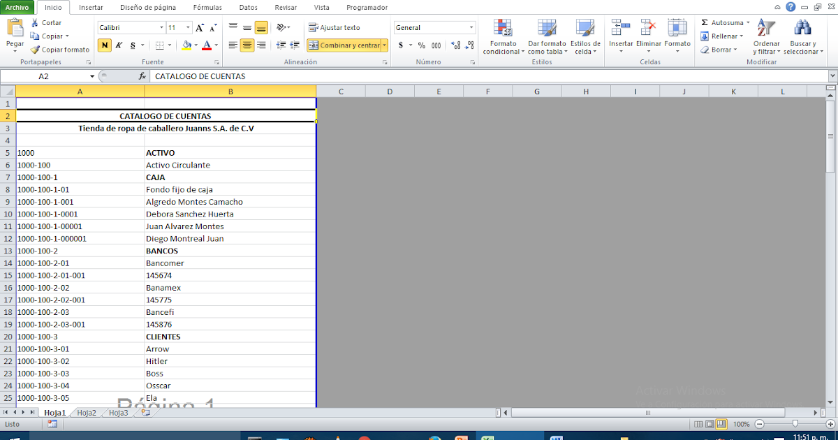 Contabilidad 2: CATALOGO DE CUENTAS